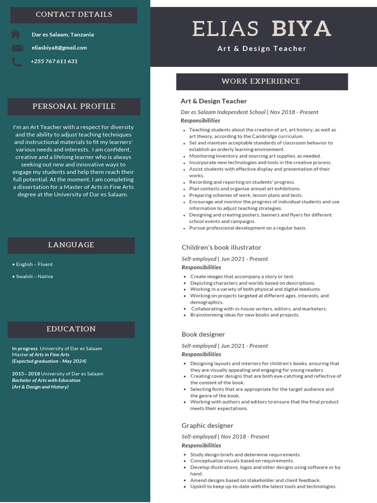 Elias Biya CV | PDF | Graphic Design | Learning