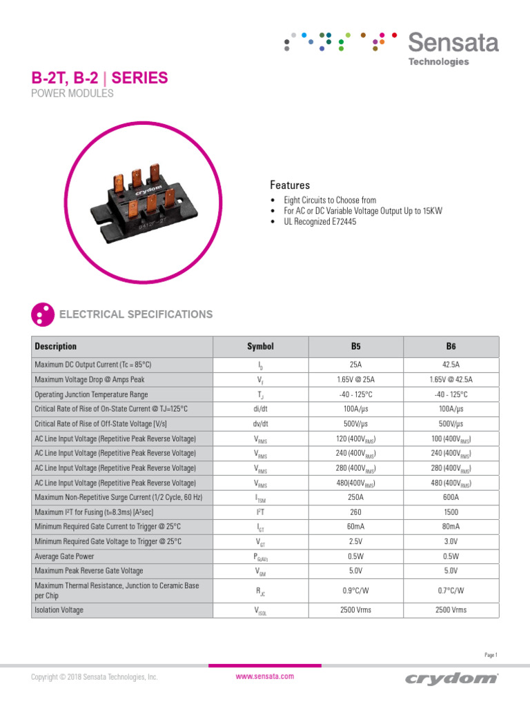 Datasheet B512F-2T | PDF | Alternating Current | Root Mean Square