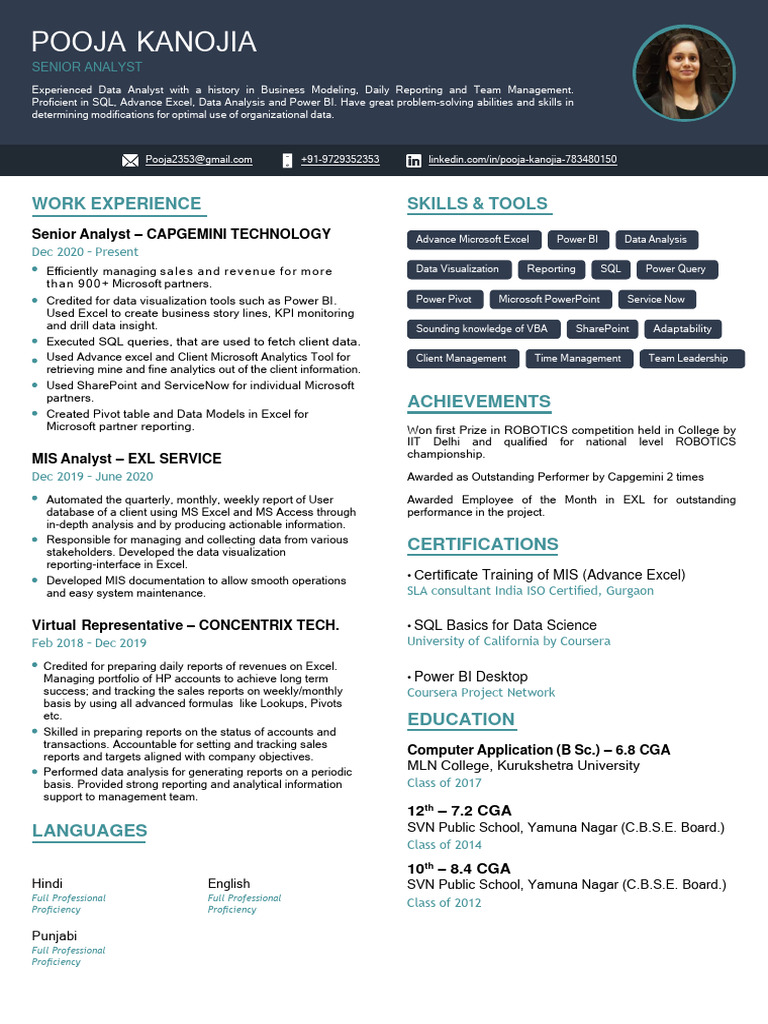 Pooja Kanojia Resume | PDF | Microsoft Excel | Computing
