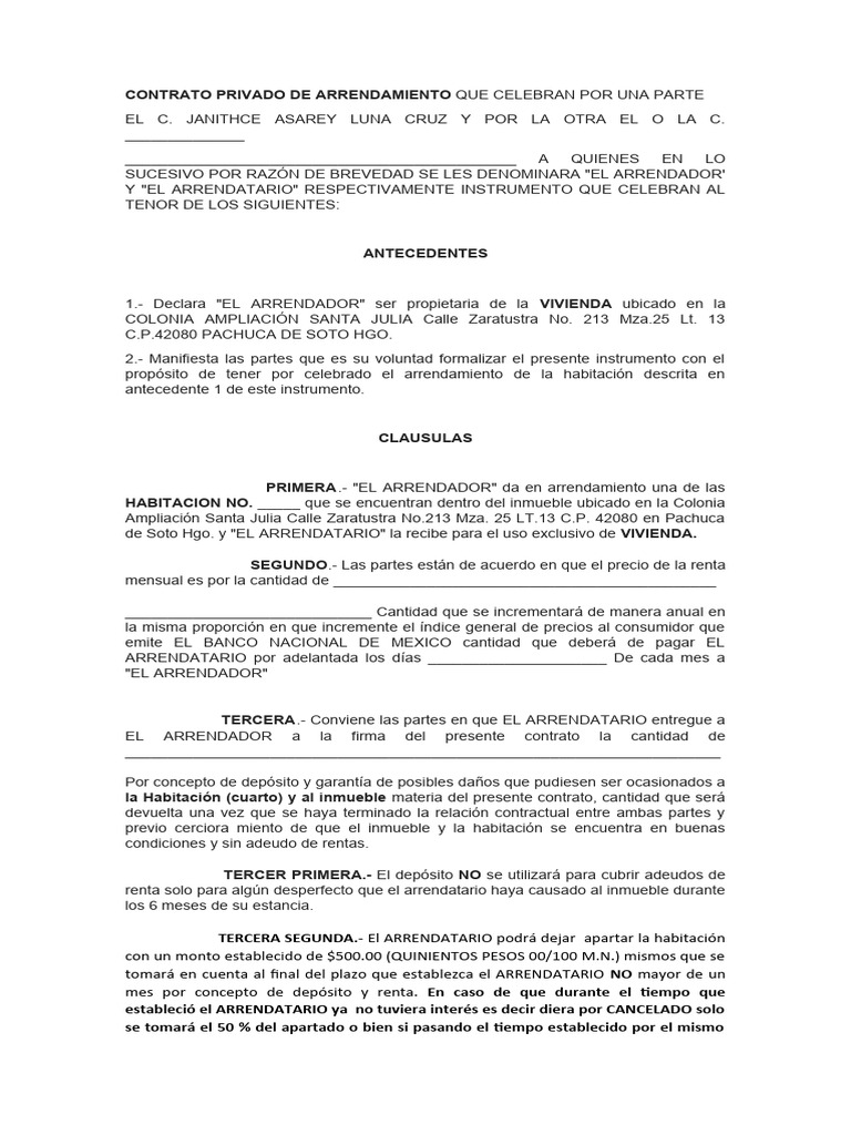 Contrato Renta | PDF