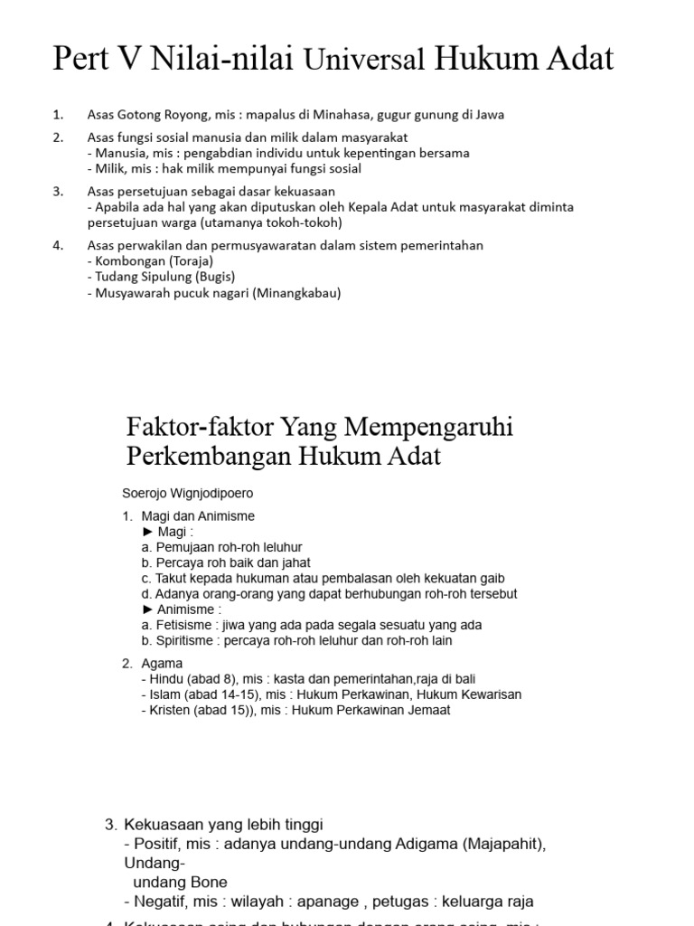 Pert V Nilai-Nilai Universal Hukum Adat | PDF