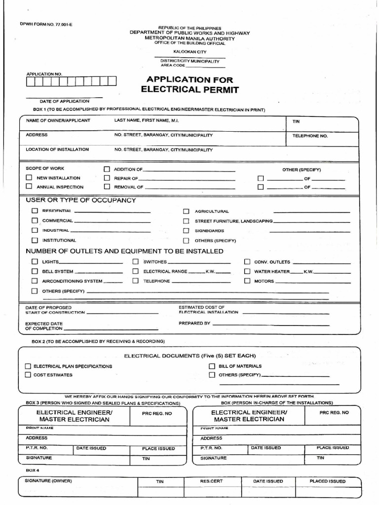 Electrical Permit App Form | PDF