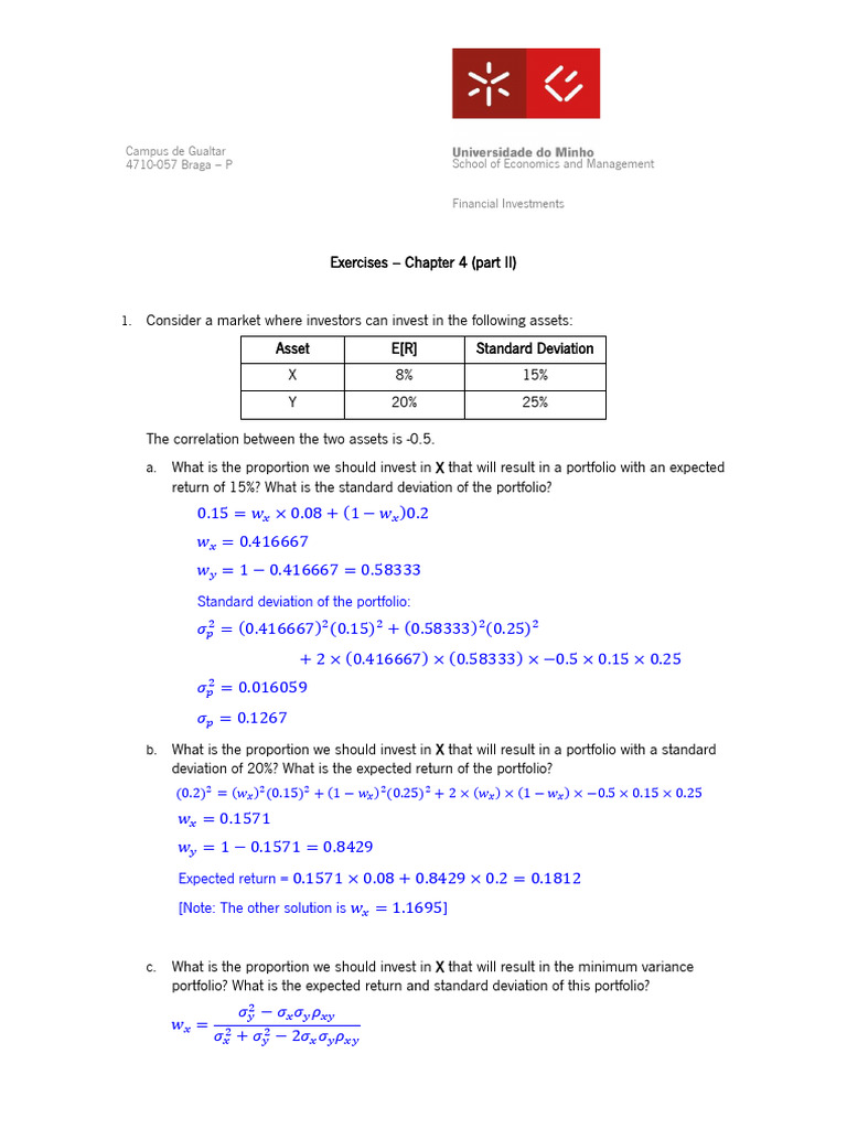 Exercises Chapter 4 - Part II With Solutions | PDF | Errors And Residuals | Beta (Finance)
