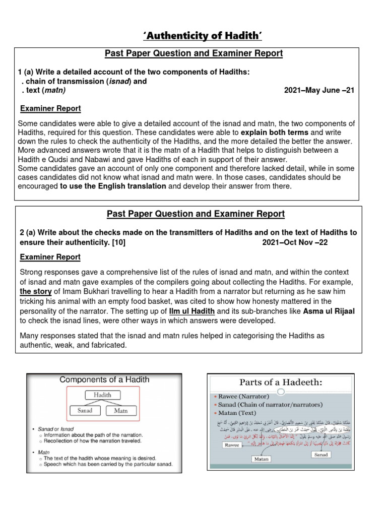 Authenticity and Structure of Hadiths | PDF | Hadith | Religious Faiths