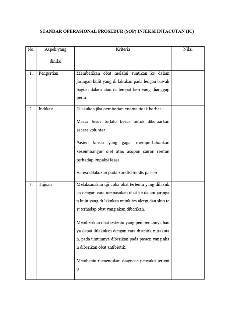 Sop Injeksi IC | PDF