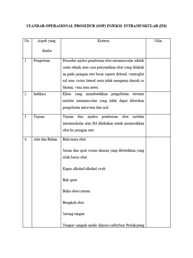 Sop Injeksi IM | PDF