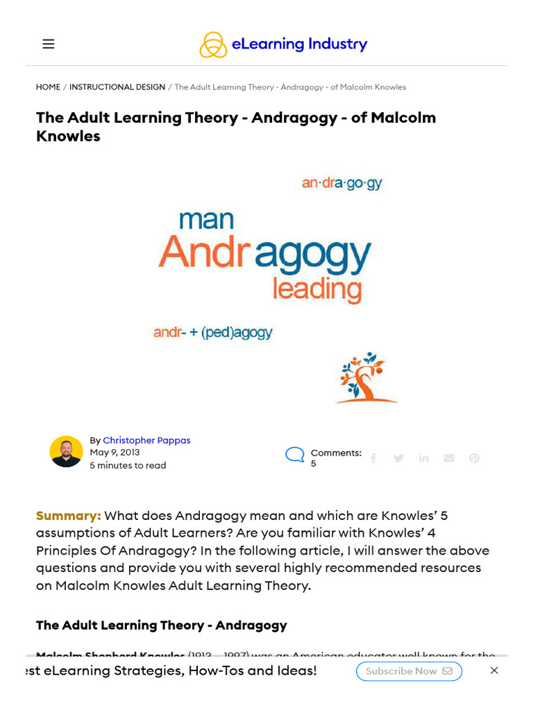 The Adult Learning Theory - Andragogy - of Malcolm Knowles | PDF