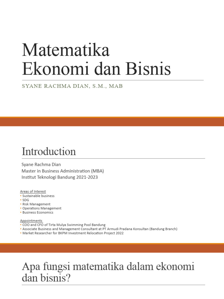 Matematika Ekonomi Dan Bisnis | PDF