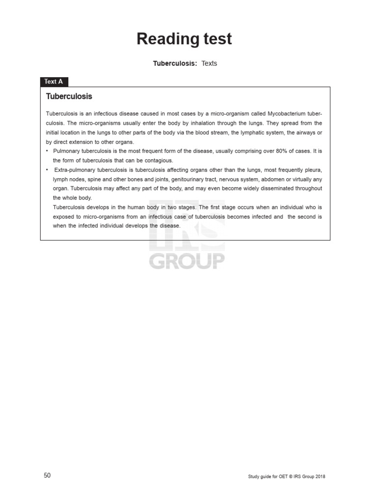 Reading 2 | PDF | Tuberculosis | Fat