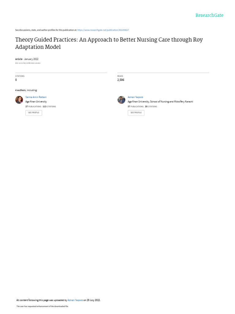 Calista Roy | PDF | Nursing | Theory