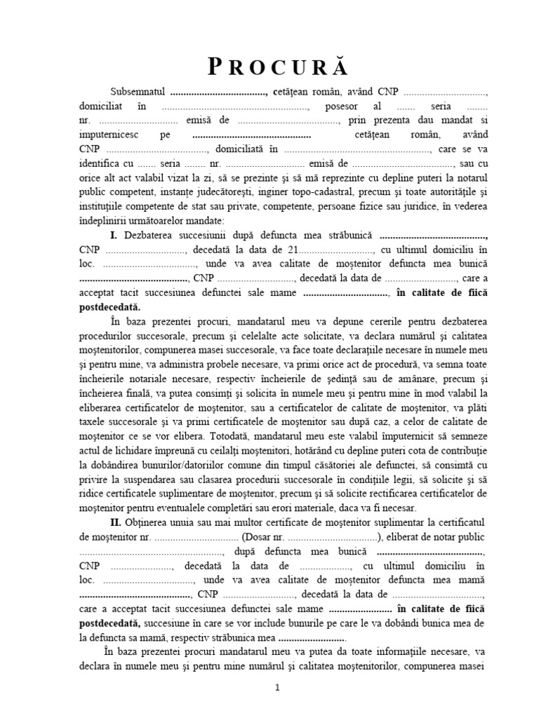 P Succesiune Bunic + Tata. MODEL | PDF