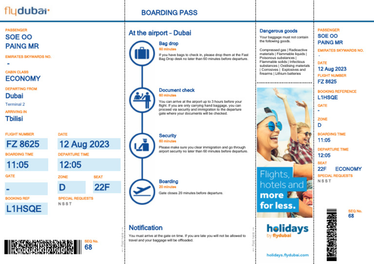 Paing Soe Oo DXB L1hsqe Boarding Pass | PDF | Aviation