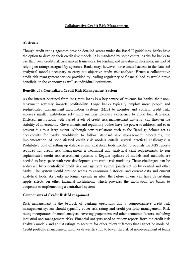 Collaborative Credit Risk | PDF