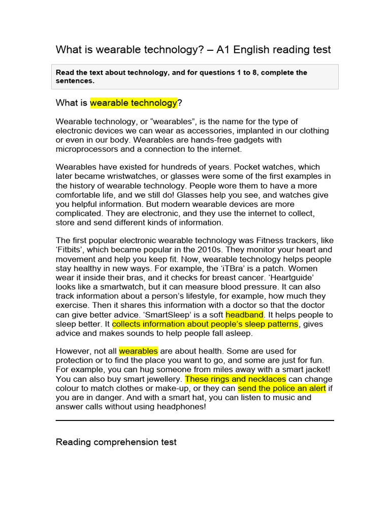 What Is Wearable Technology Reading | PDF | Wearable Technology ...