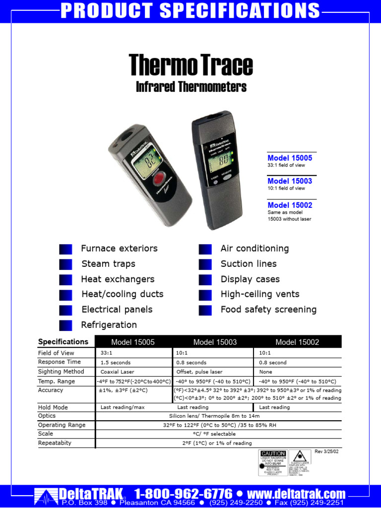 Delta Trak Infrared Thermometer 15002-15003-15005 | PDF | Air ...