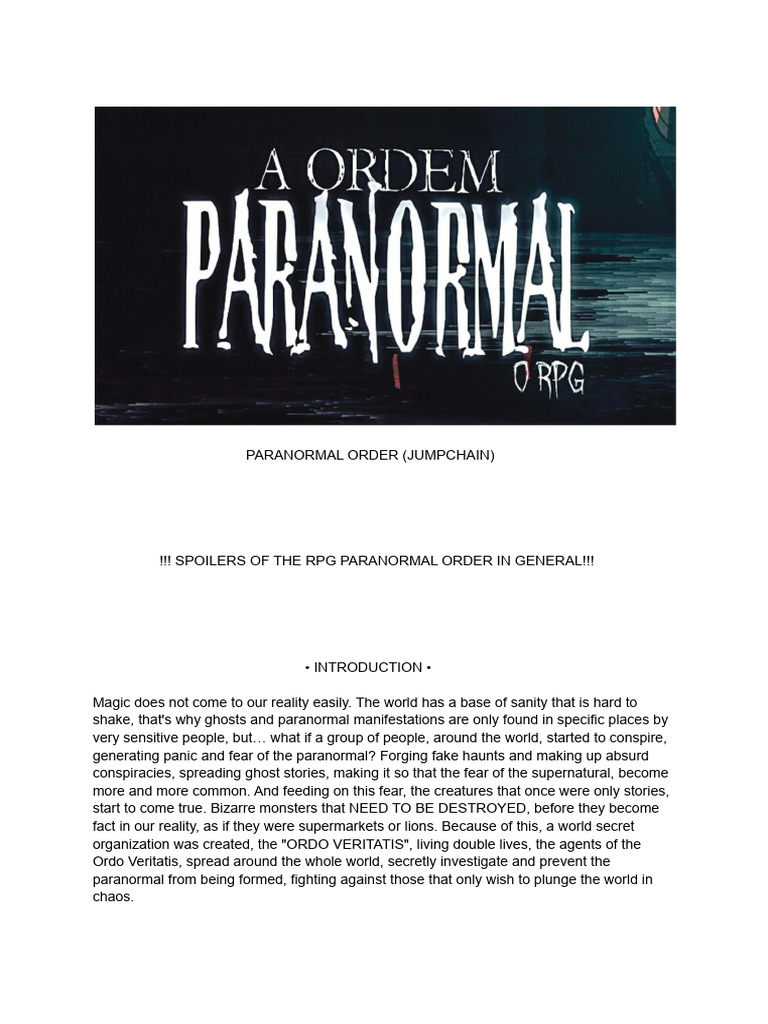 Paranormal Order (Jumpchain) English Version 3.0 | PDF | Firearms | Rituals