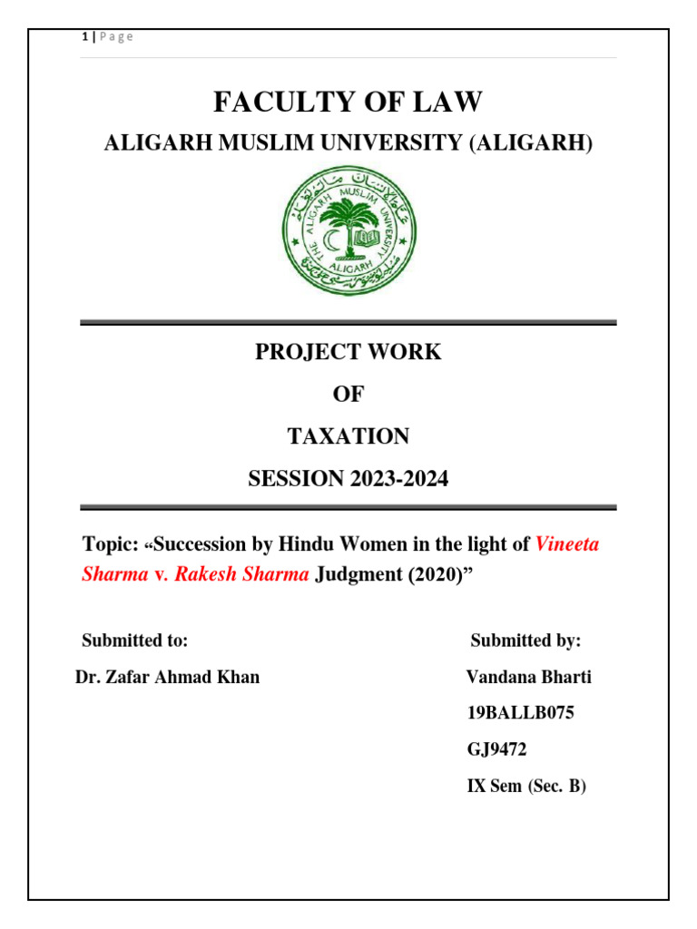 Taxation Project Work | PDF | Inheritance | Alimony