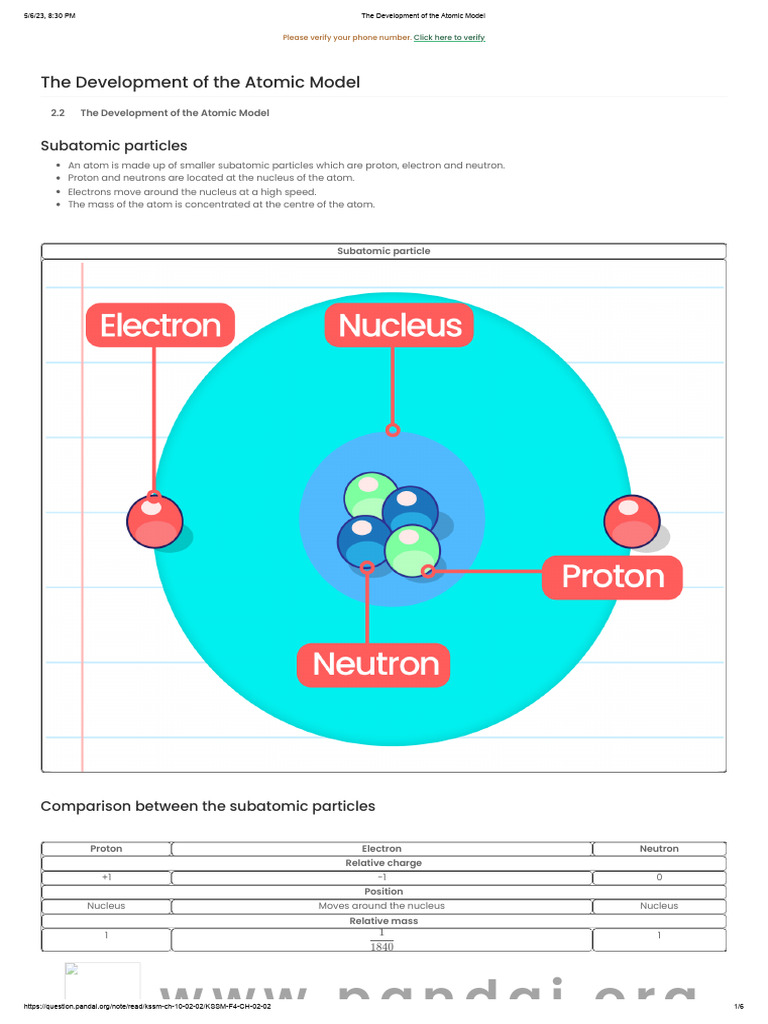 The Development of The Atomic Model | PDF | Atoms | Atomic Nucleus
