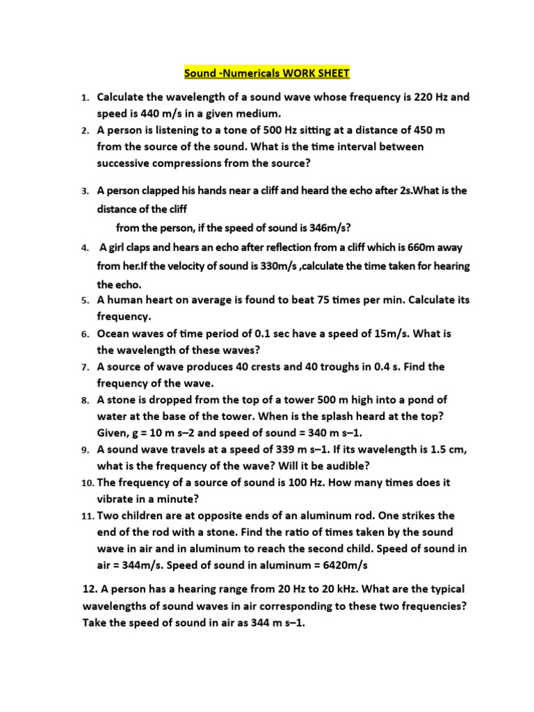 Sound Numericals | PDF