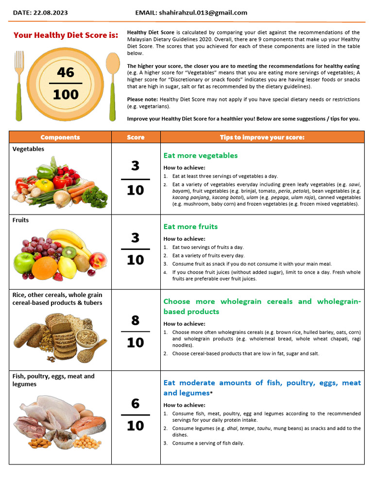ID 17622 - Healthy Diet Score Report | PDF