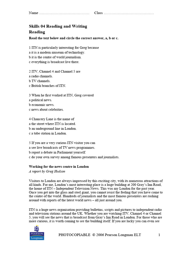 Skills 04 Reading and Writing | PDF