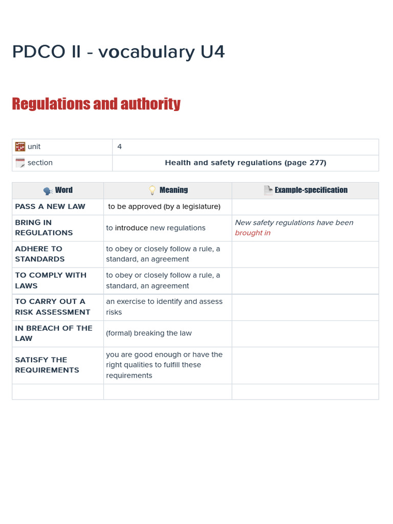 PDCO II - Vocabulary U4 | PDF | Arrest | Crime & Violence