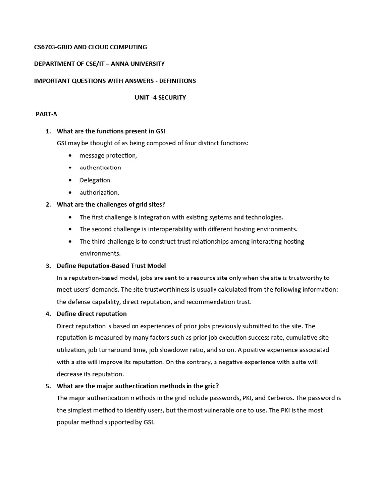 Grid and Cloud Computing Important Questions Unit 5 Part A | PDF | Public Key Cryptography ...