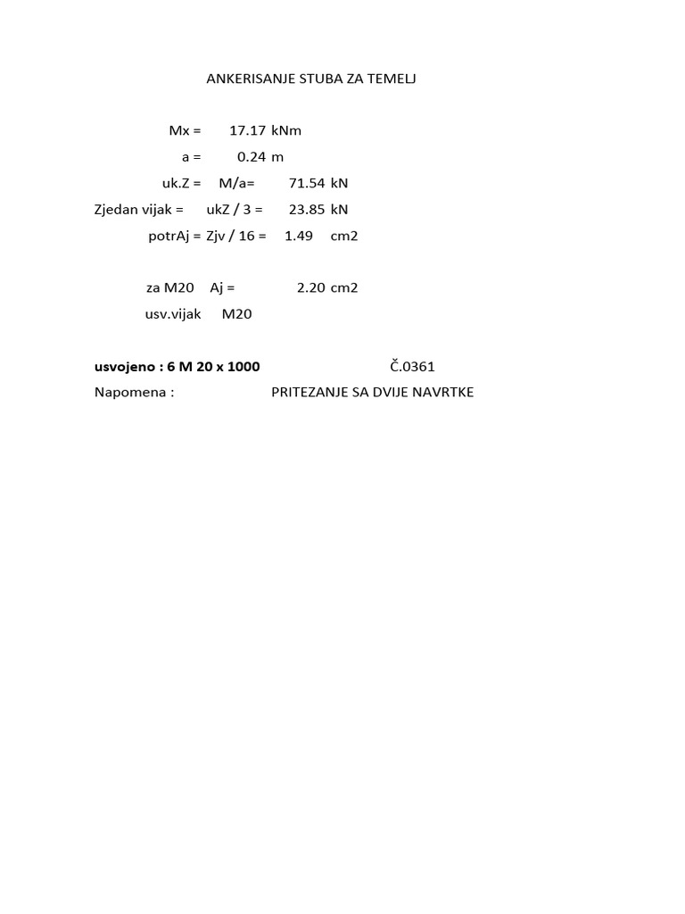 4.1 Ankeri, Proracun | PDF