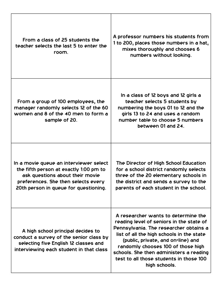 Quiz Quiz Trade Sampling Methods | PDF