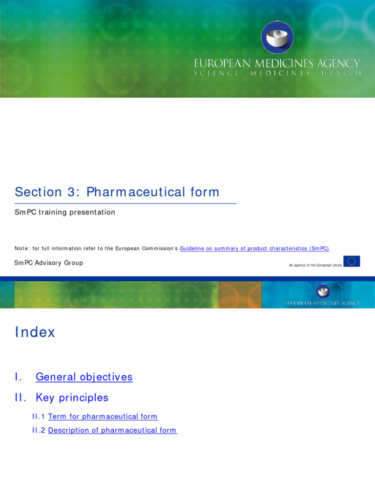 SmPC Pharmaceutical Form Guide | PDF | Chemistry | Pharmaceutical Sciences