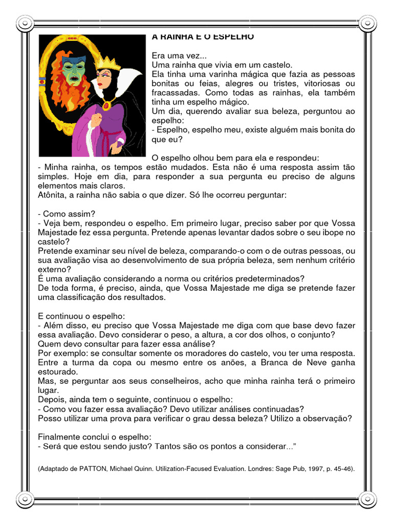 Reflexões da Rainha e o Espelho | PDF