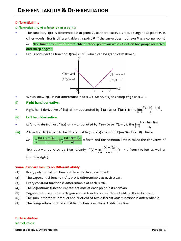 20.Differentiability and Differentiation | PDF | Derivative | Mathematics