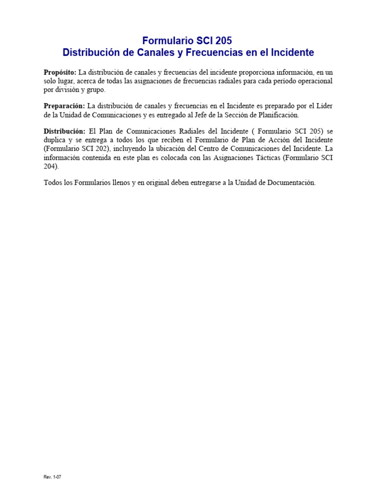 Formulario SCI 205 | PDF