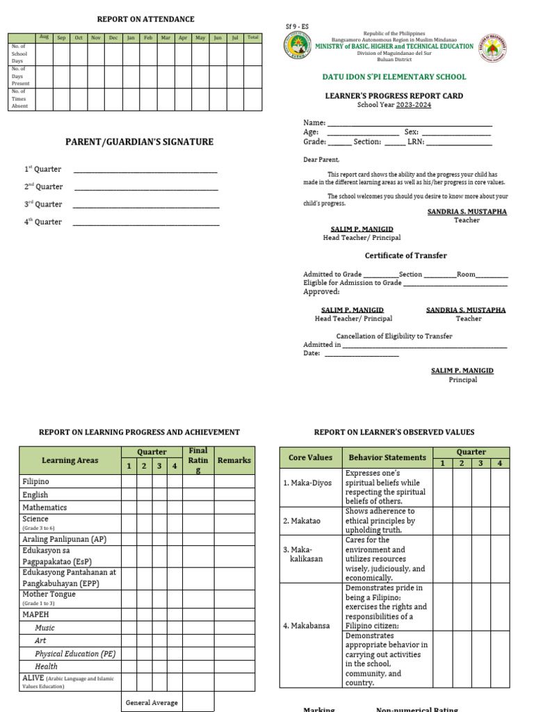 Parent/Guardian'S Signature: Report On Attendance | PDF
