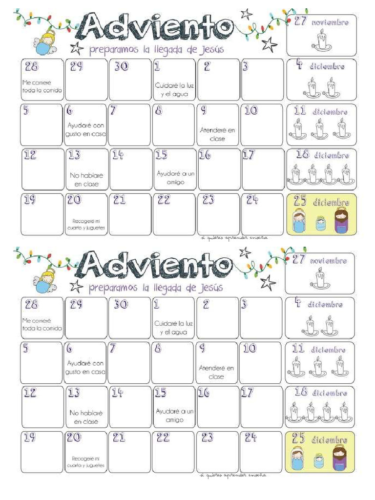 Calendario de Adviento para Rellenar | PDF