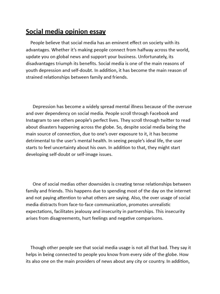 2 Social Media Opinion Essay FINAL | PDF
