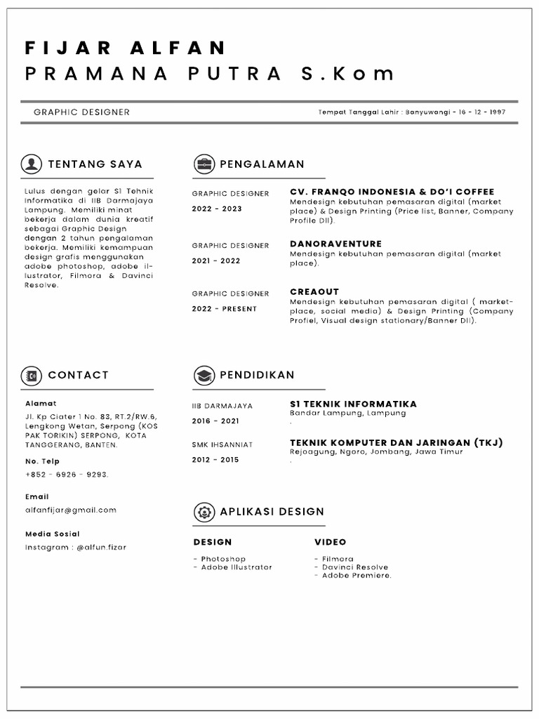 CV Fijar Alfan Pramana Putra | PDF