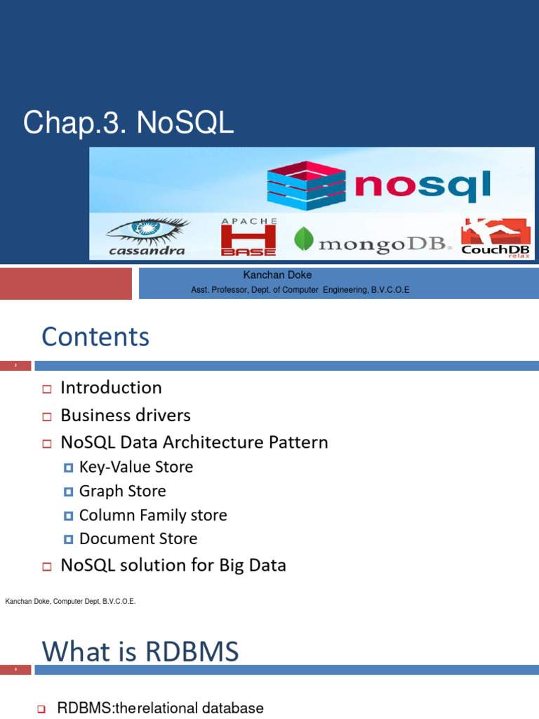 Chap 3 Nosql Pdf No Sql Relational Database