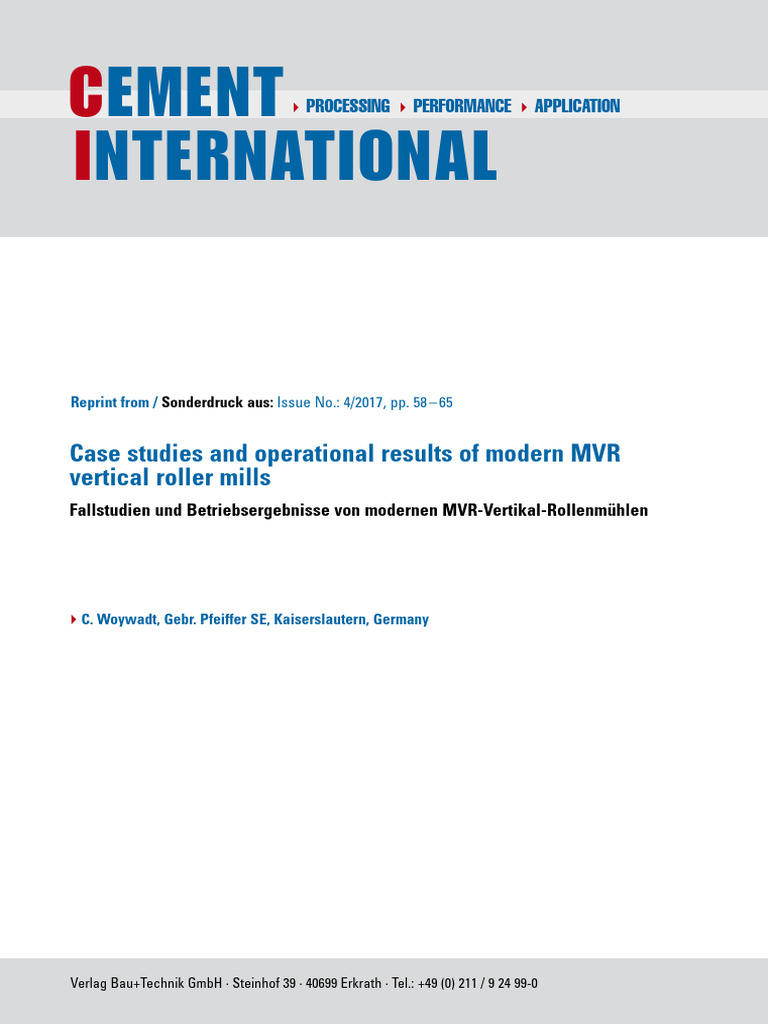 Case Studies and Operational Results of MVR Pfeiffer Cem Int 2017-2 | PDF | Mill (Grinding ...