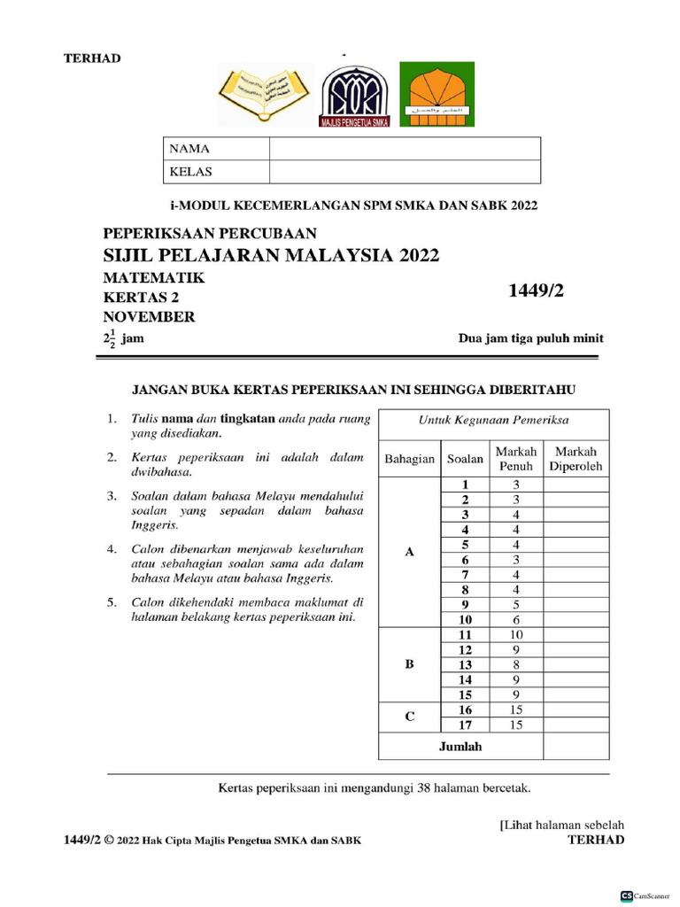 Soalan Matematik Form 5 | PDF