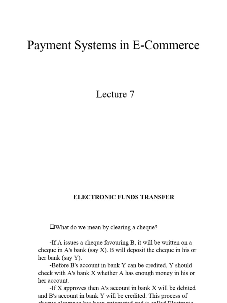 E Commerce 7 | PDF | Cheque | Clearing (Finance)
