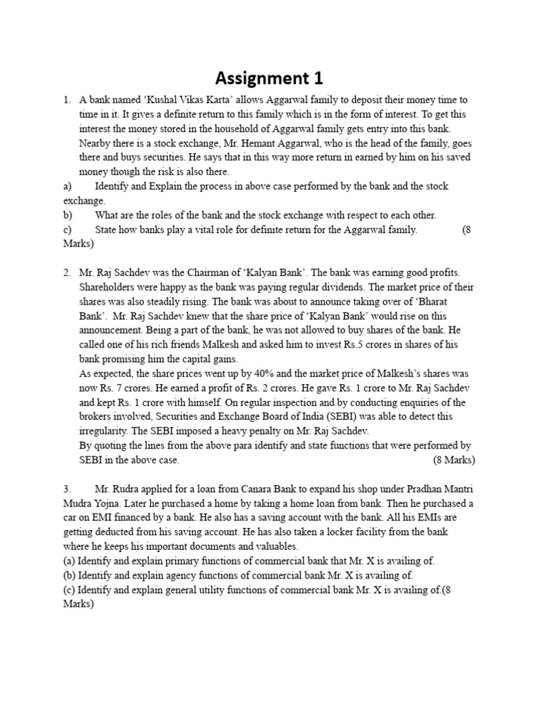 Assignment | PDF | Stocks | Banks