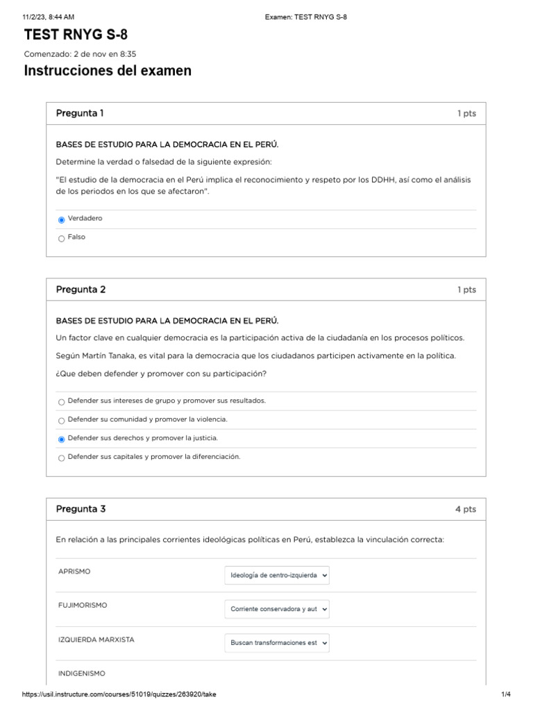 Examen - TEST RNYG S-8 NOTA 20 | PDF