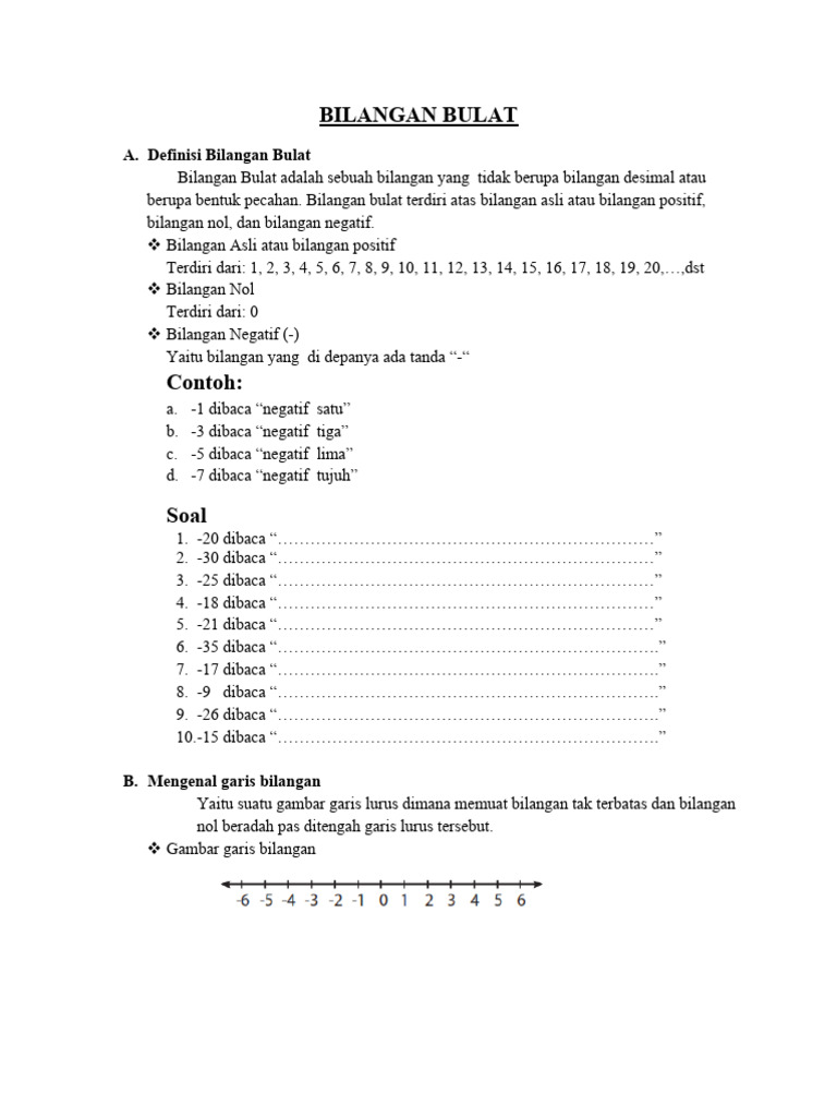Bilangan Bulat: Definisi & Operasi | PDF