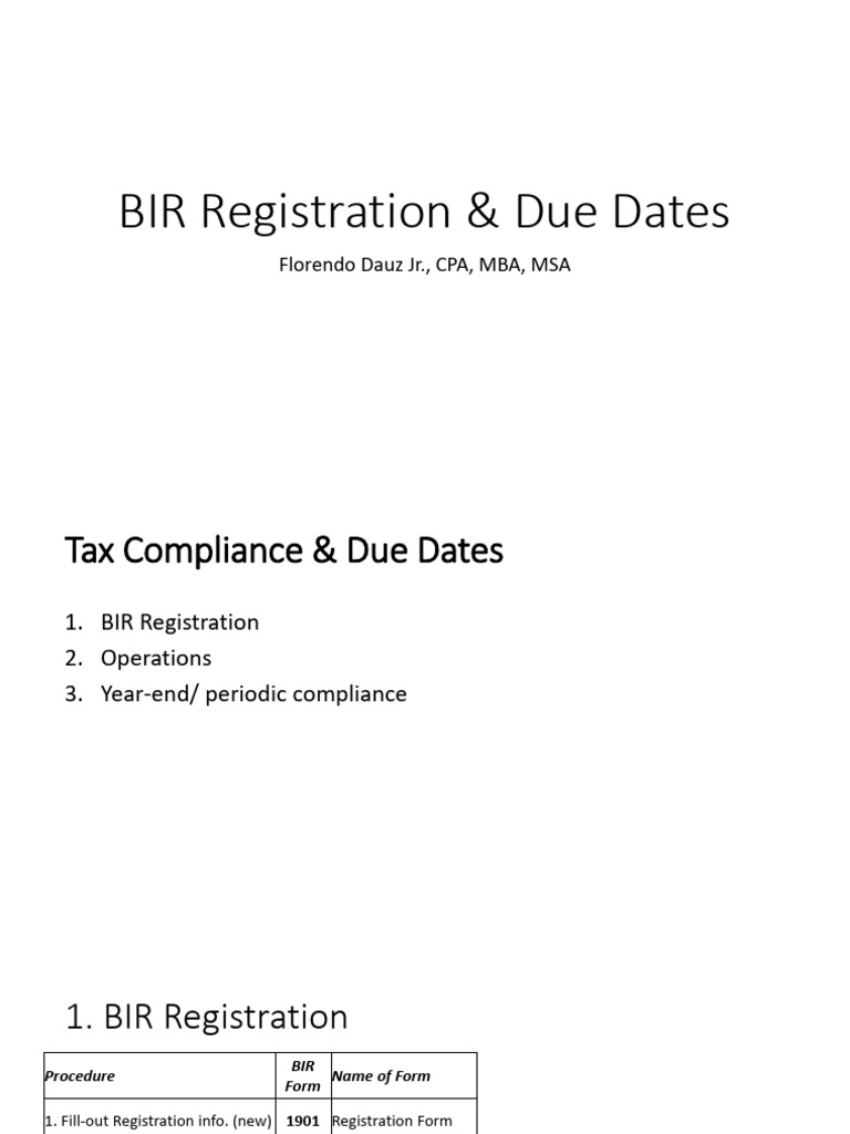 BIR Registration & Due Dates-1 | PDF | Value Added Tax | Invoice