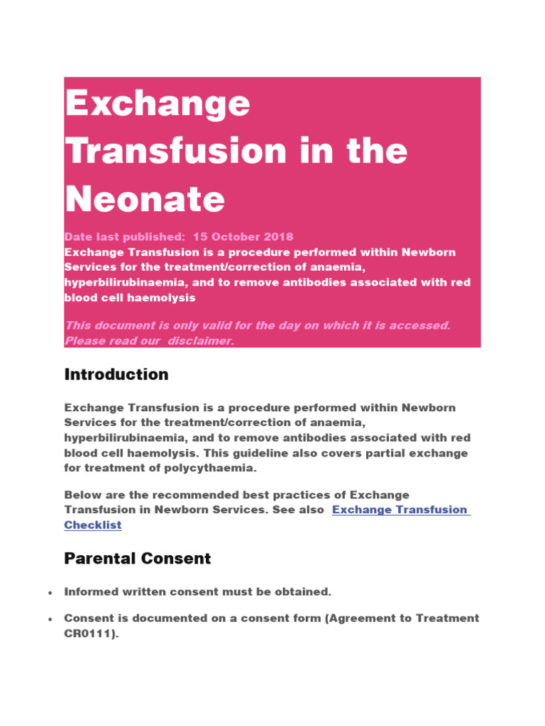 Exchange Transfusion Machine Exchange Transfusion