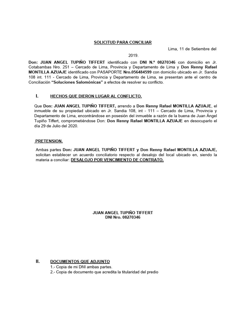 Solicitud para Conciliar | PDF