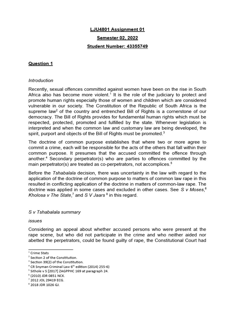 LJU4801 Assignment 01 | PDF