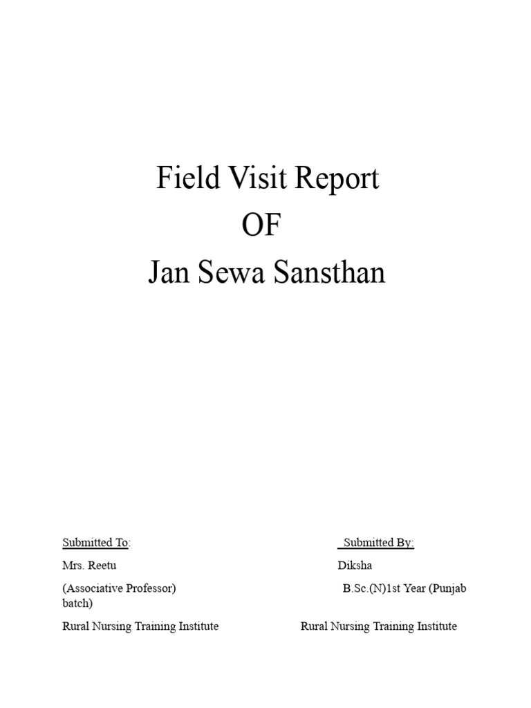 Field Visit Report: Jan Sewa Sansthan | PDF