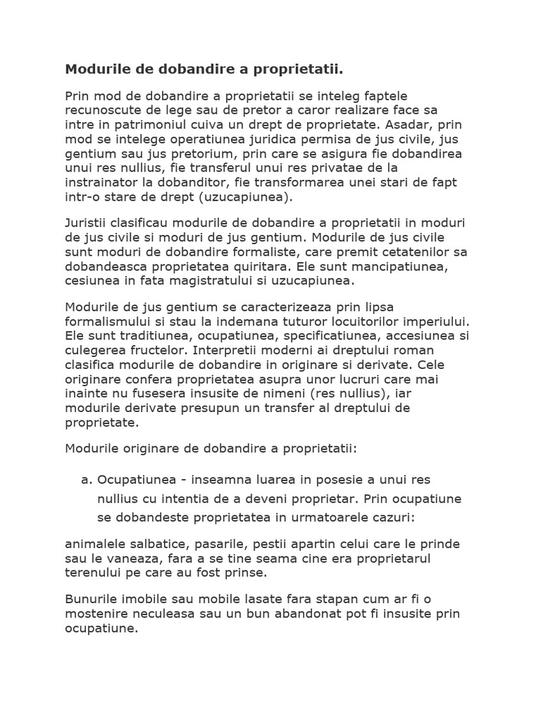 Modurile de Dobandire A Proprietatii | PDF